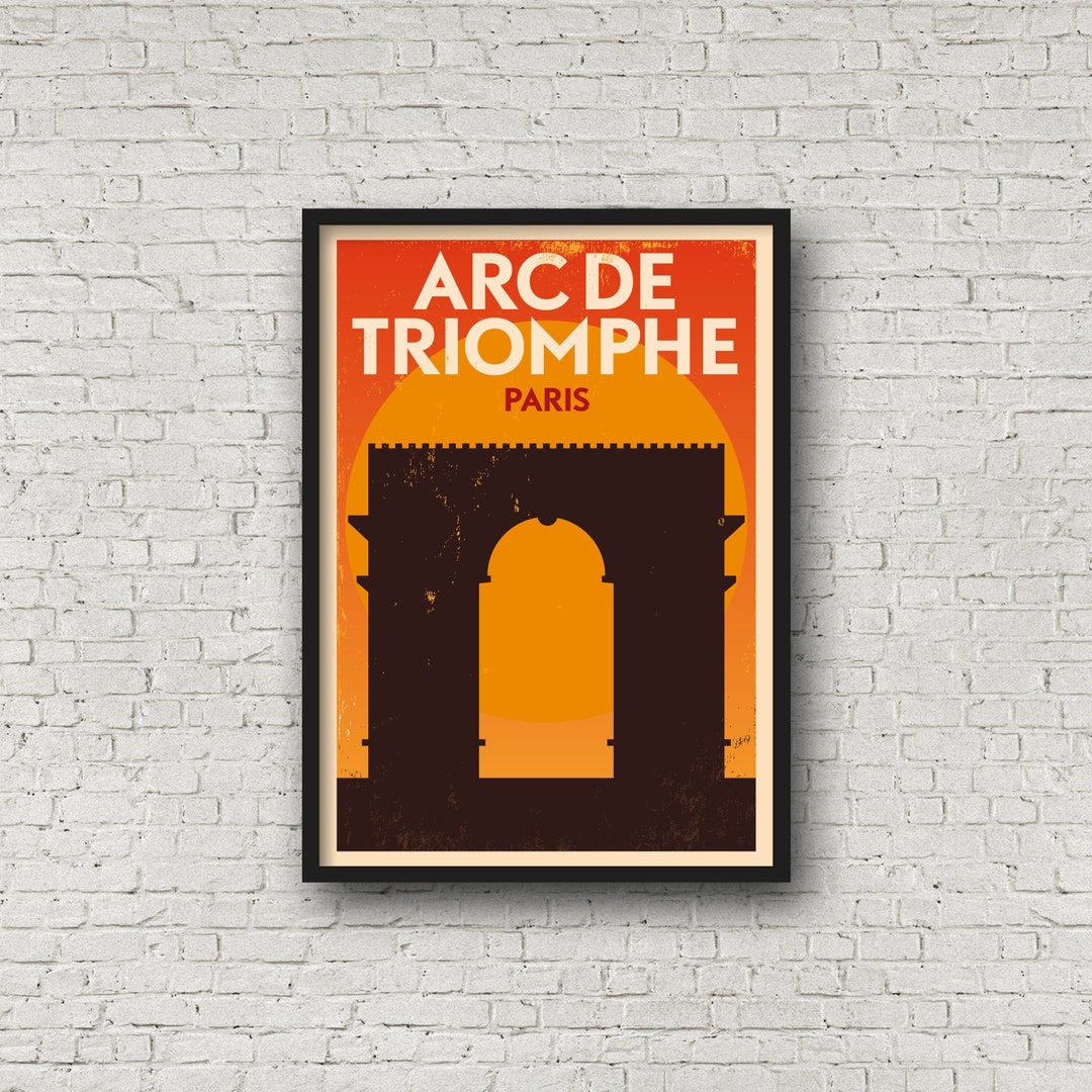 Arc De Triomphe Travel Poster, Retro City of Paris France Print - Etsy