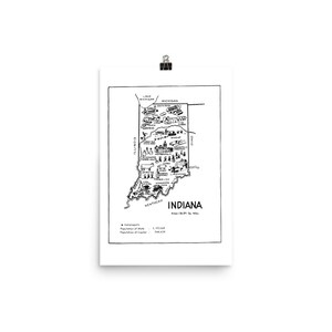 Vintage Indiana Map Art State Poster, Rustic Living Room Print - Etsy