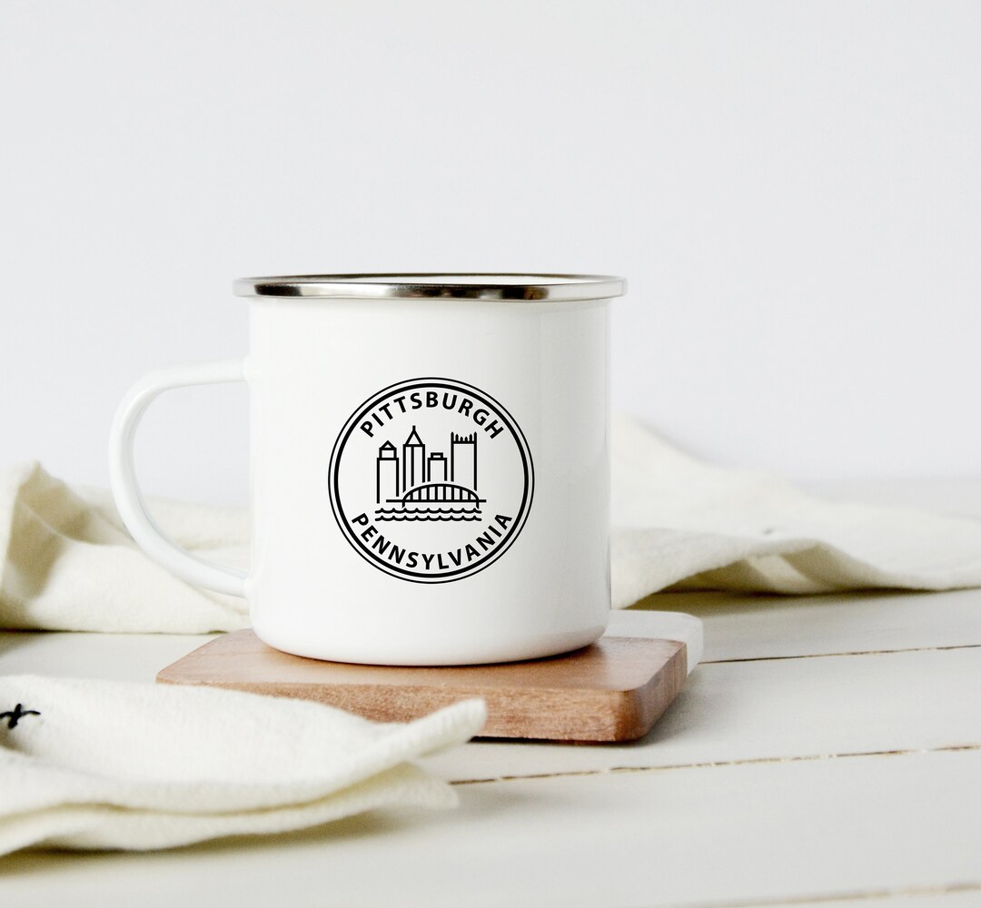 Pittsburgh Mug Enamel Coffee Cup, Skyline Pennsylvania Camp Gift - Etsy