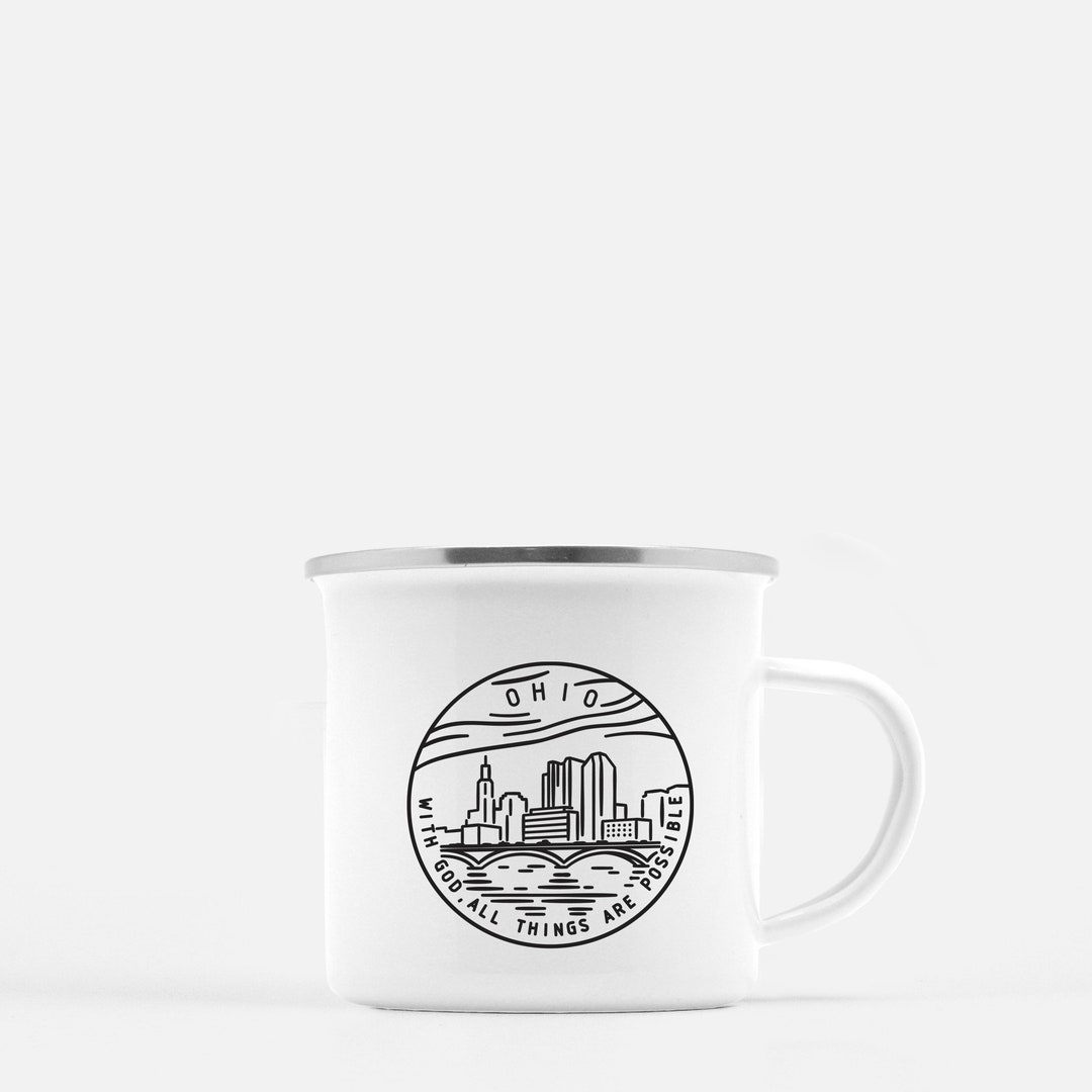 Ohio Mug Camping Gift, Enamel Coffee Cup With Stainless Steel Rim - Etsy