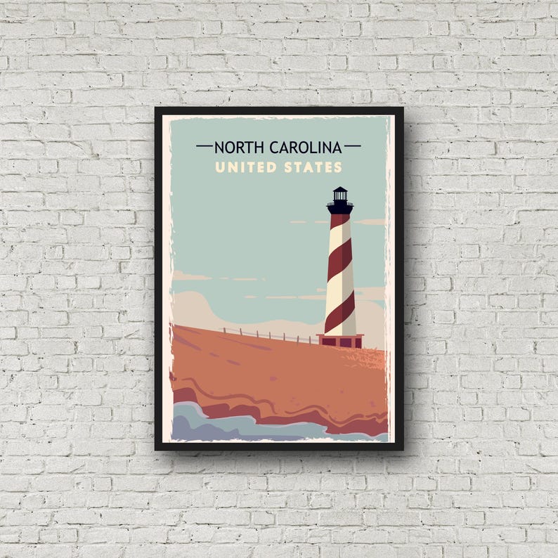 North Carolina Wall Art, State Poster Travel Gift - Etsy