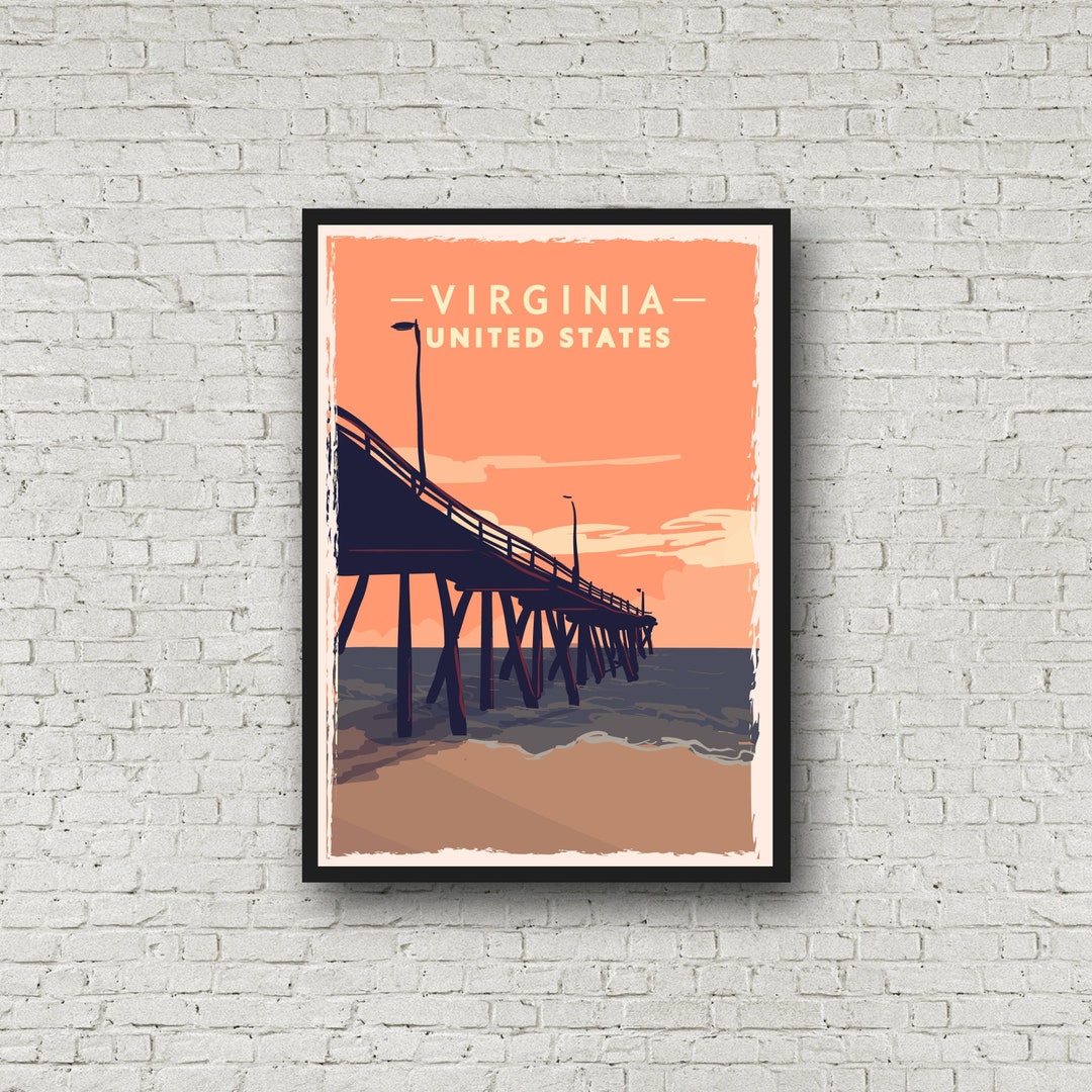 Virginia Print Travel Gift Virginia Wall Art Rustic Home - Etsy