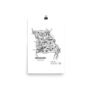 Missouri Map Rustic Decor, Vintage Style Missouri Poster Travel Gift - Etsy