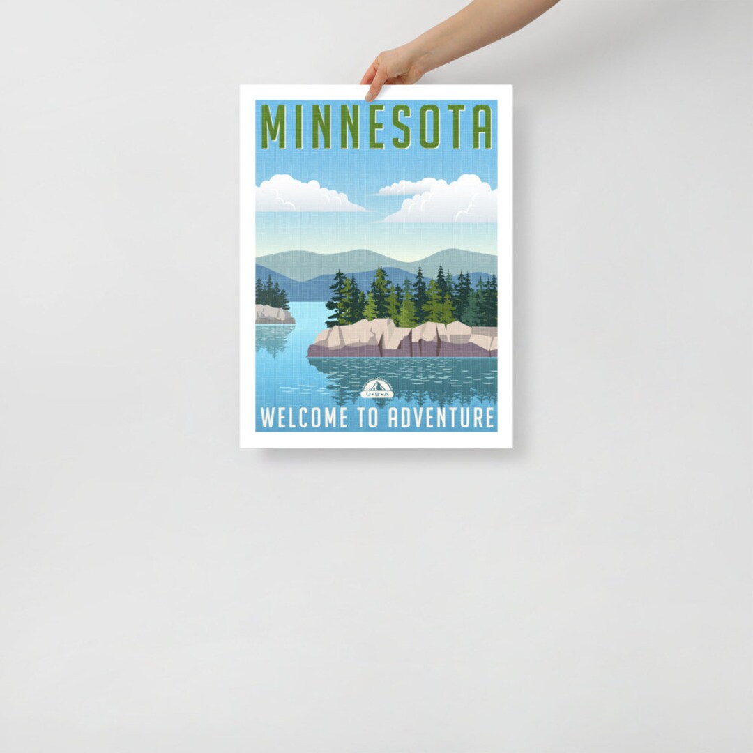 Minnesota Poster Travel Art, Retro Style Minnesota Print - Etsy