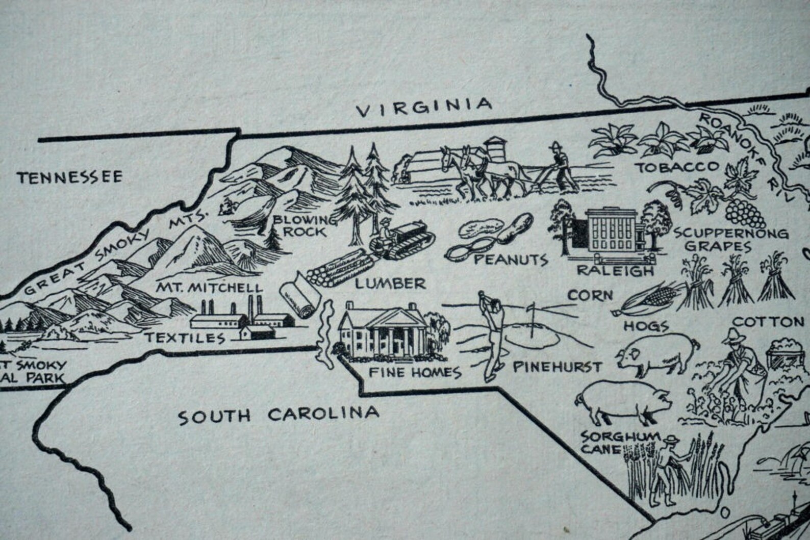 Vintage North Carolina Map Coloring Book Page Travel Map - Etsy