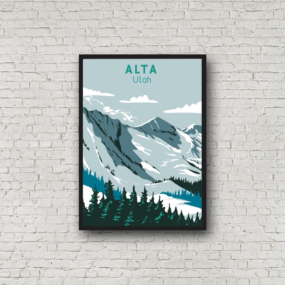 Alta Ski Poster, Utah Travel Wall Art, Vintage Style Alta Print - Etsy