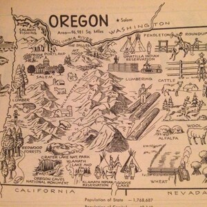 Vintage Oregon Map Coloring Book Page, Antique State Home Decor - Etsy