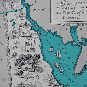 Vintage Delaware Map State Wall Art, Antique Map Travel Decor With ...
