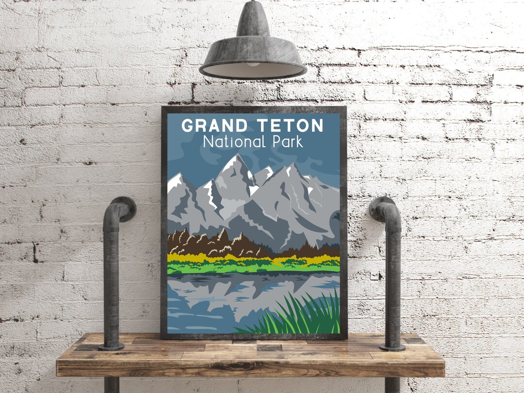 Grand Teton Poster National Park Gift, Wyoming Wall Art - Etsy