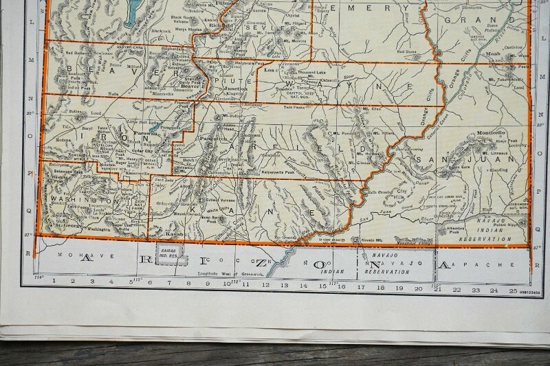 Utah Map Wall Art / Vintage Map Travel Decor / 1939 Antique | Etsy
