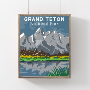 Grand Teton Poster National Park Gift, Wyoming Wall Art - Etsy