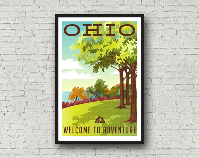 Ohio Travel Poster Vintage Style Ohio Art Retro Home Decor - Etsy