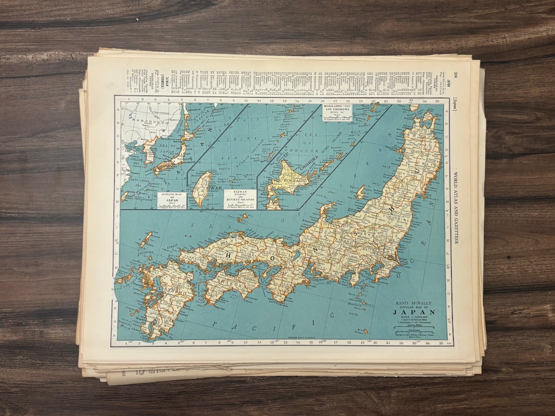 Antique Japan Map From 1939, Vintage Atlas Page - Etsy