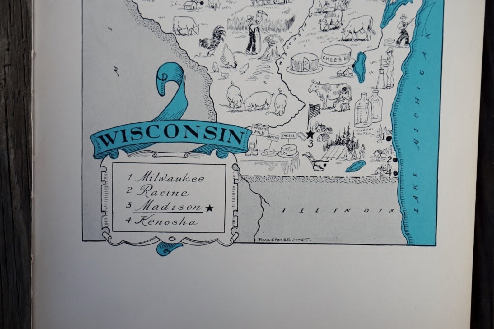 Vintage Wisconsin Map From the 1930s State Wall Art - Etsy