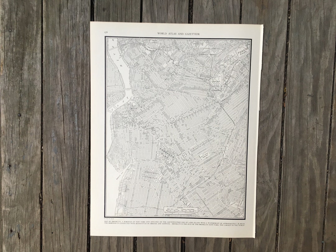 Vintage Brooklyn Map Atlas Page From 1939, New York City Travel Decor ...
