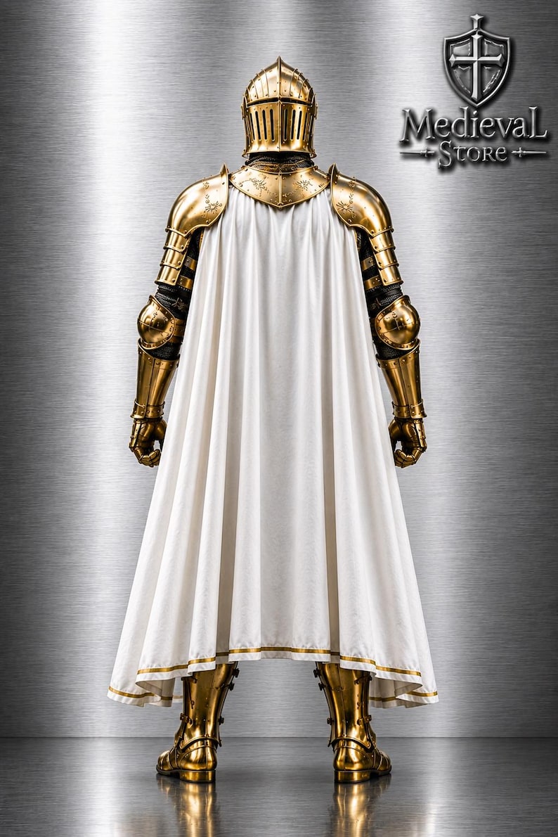 Golden Knight Full Armor Set | Polished Steel Medieval Suit With Cape ...