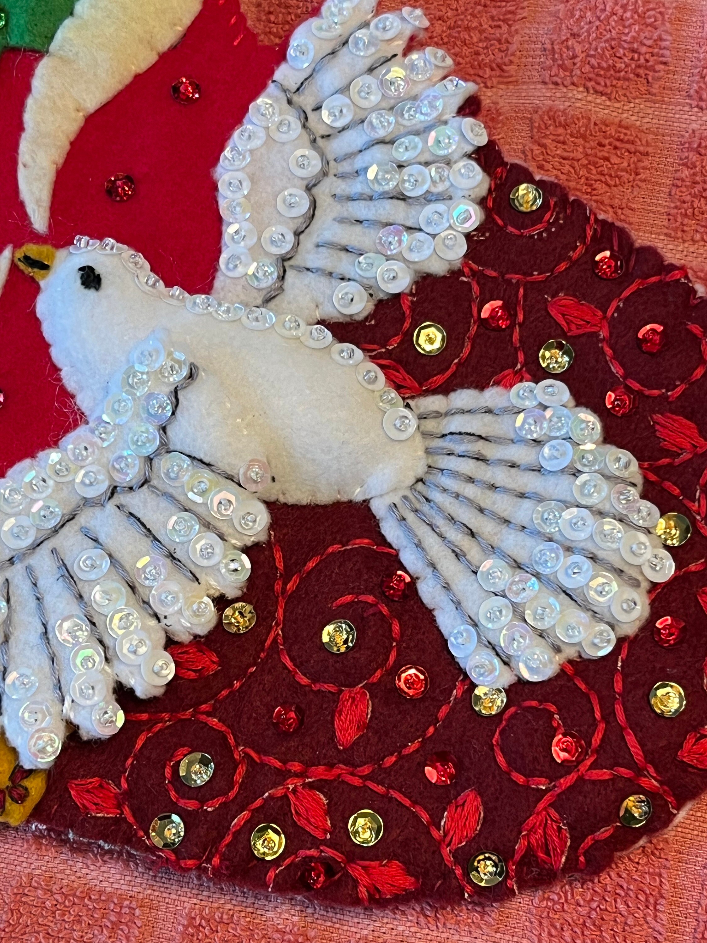 Finished Bucilla peaceful Doves Felt Christmas Stocking Vintage, Hand ...