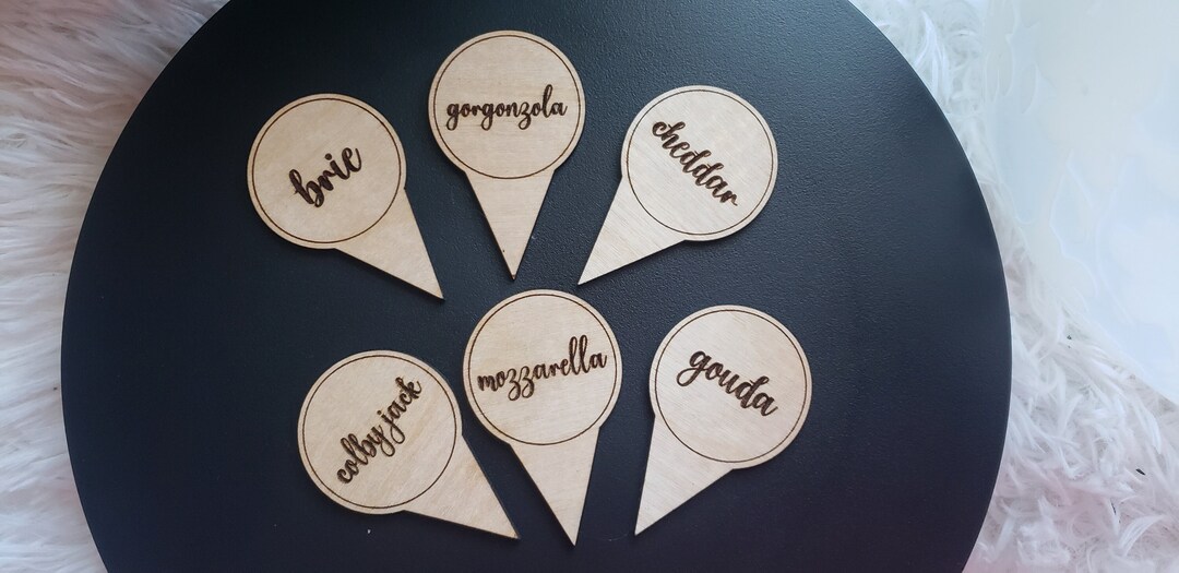 Wooden Cheese Markers Set, Round Cheese Markers, Reusable Cheese ...