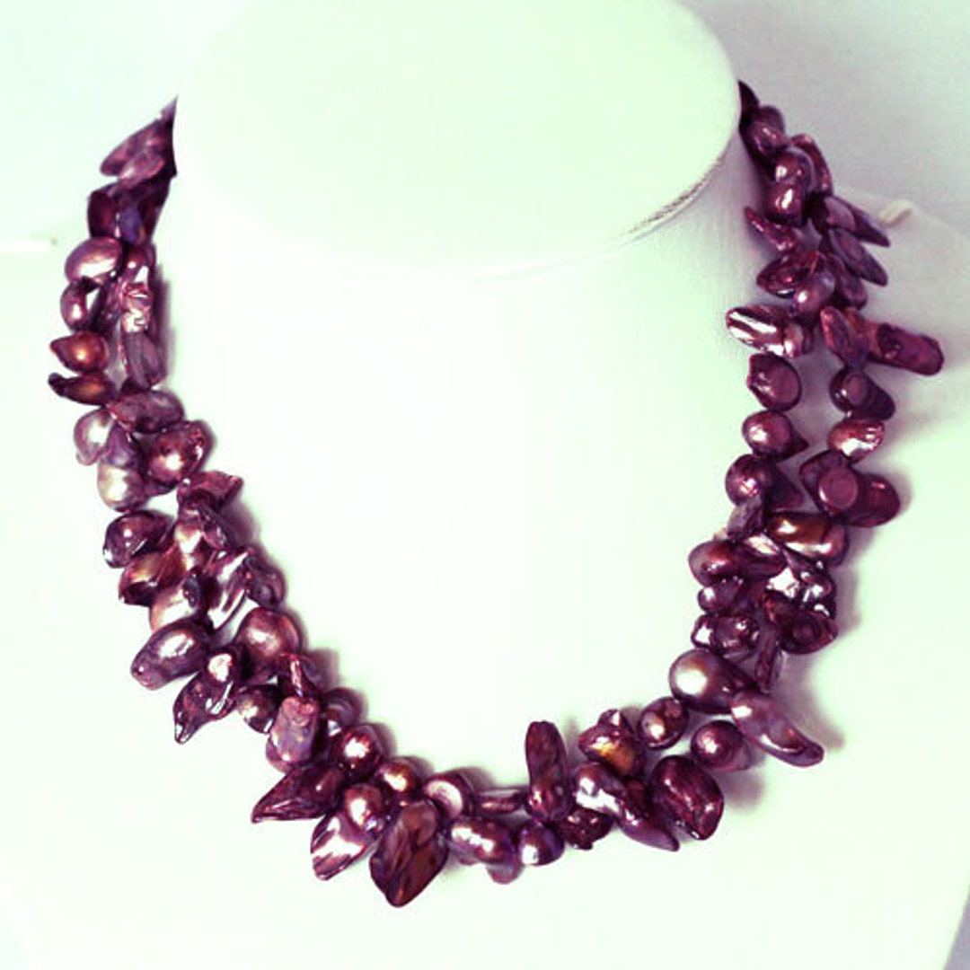 Pearl Necklace - 34 Inches-7-8mm, Red Wine Freshwater Pearl Necklace - Etsy