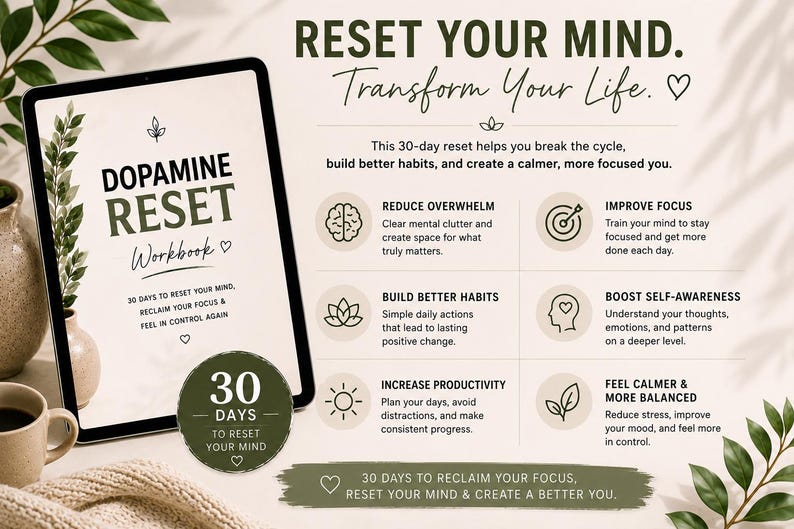 The Dopamine Reset Workbook | Digital Detox Planner | Focus ...