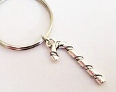 Candy Cane Keychain Silver Keychain Christmas Candy Cane | Etsy