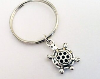 Turtle keychain tortoise keychain silver keychain turtoise | Etsy