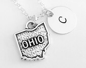 Items similar to Ohio necklace personalized initial necklace, home ...