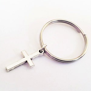 Tiny Cross Keychain, Silver Cross Pendant, Communion Gift, Confirmation ...