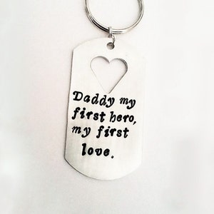 Daddy Gift for Him, Personalized Keychain, Heart Cut Out Keyring for ...