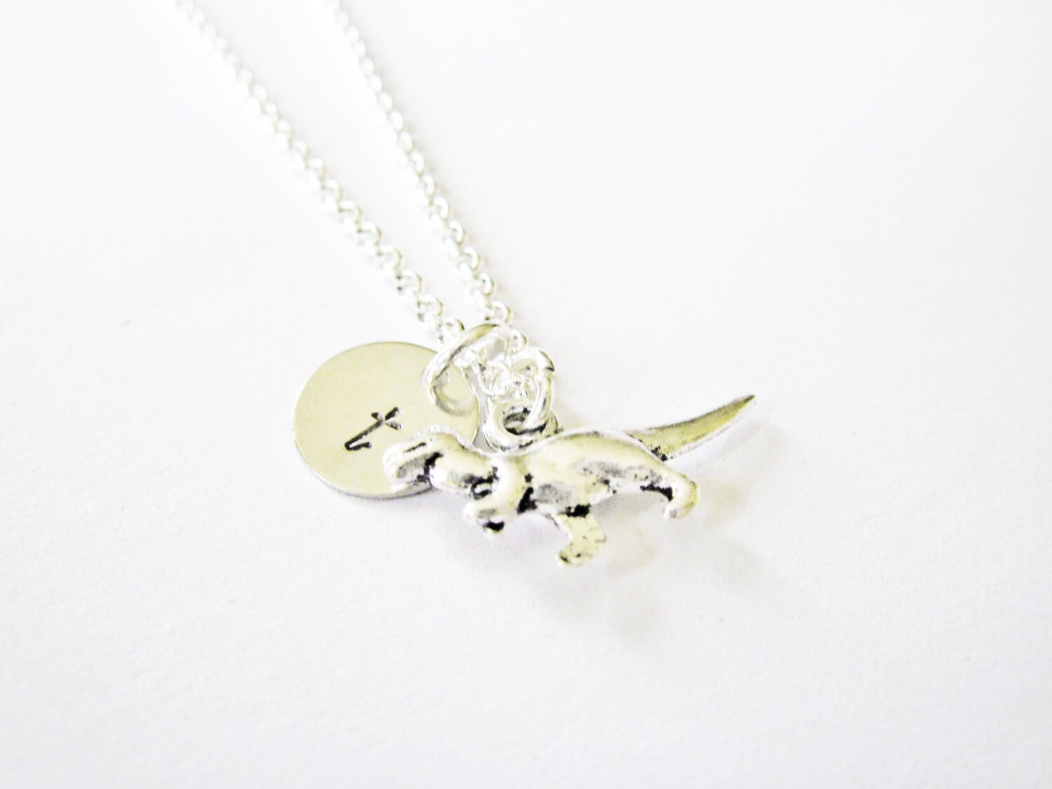 T-rex Necklace Trex Necklace T Rex Dino Necklace Initial - Etsy