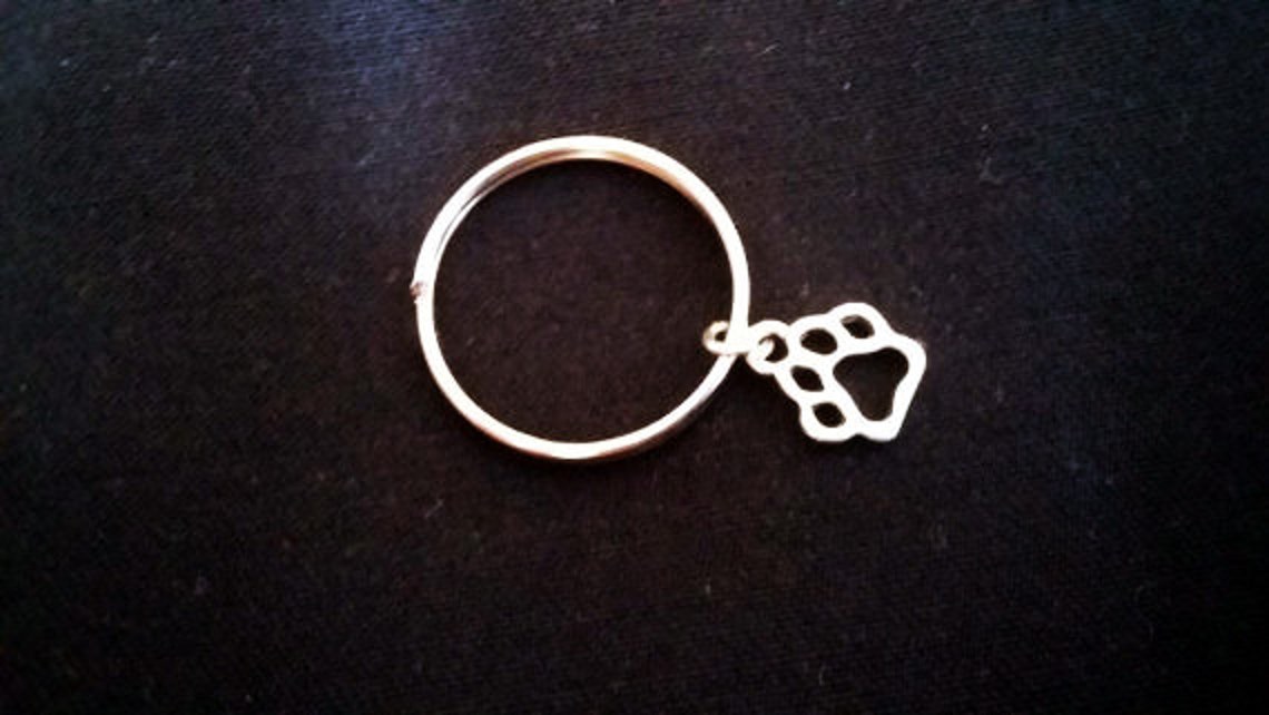 Dog Paw Keychain Silver Key Chain Tiny Paw Key Ring Paw | Etsy