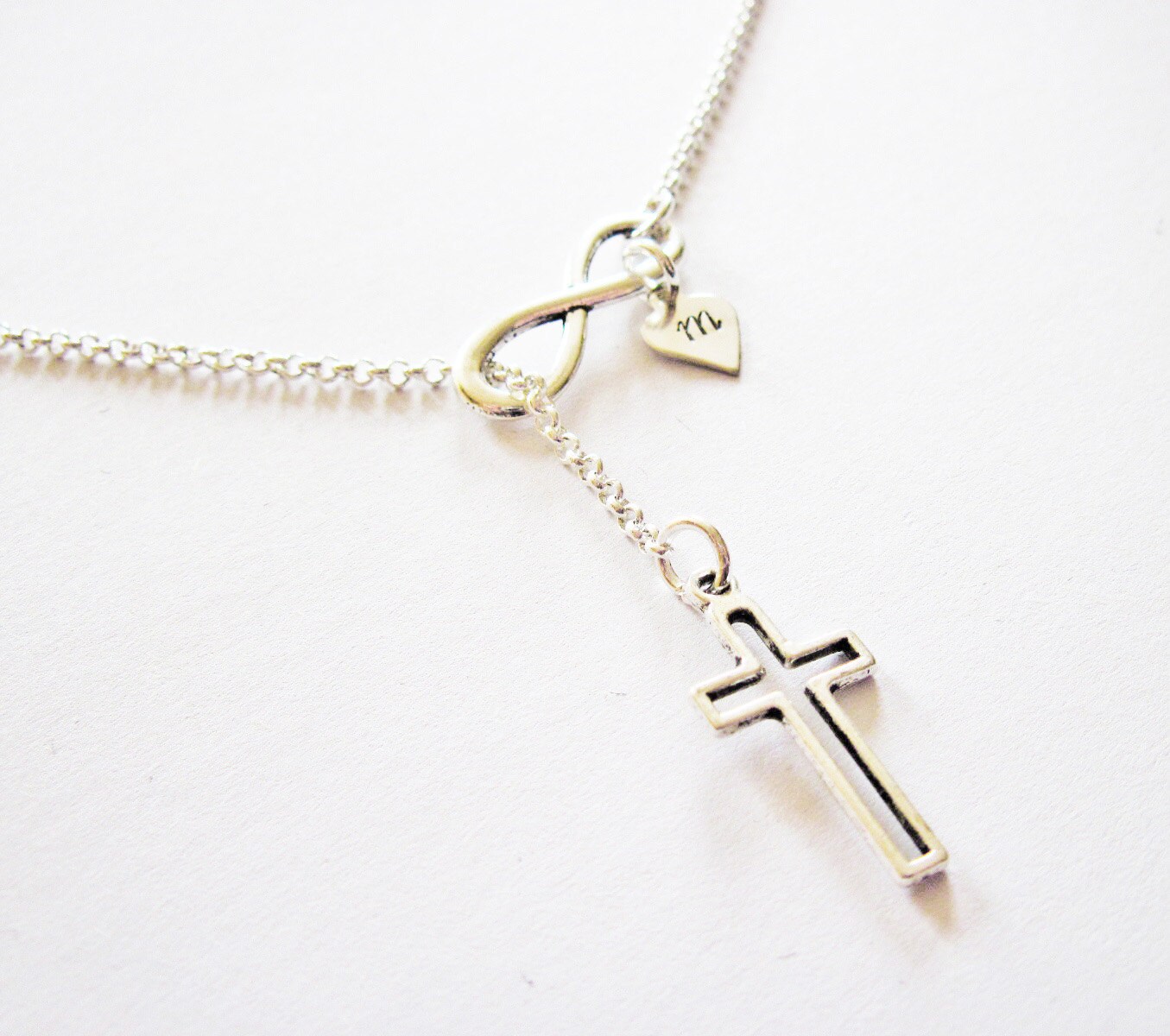 Infinity Cross Necklace Personalized Cross Necklace Y - Etsy
