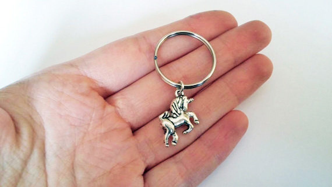 Unicorn Keychain Unicorn Key Ring Silver Keychain Fairytale - Etsy