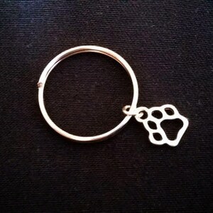 Dog Paw Keychain, Silver Key Chain, Tiny Paw Key Ring, Paw Print ...