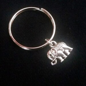 Tiny Elephant Keychain, Silver Keychain, Elephant Charm, Ornate ...