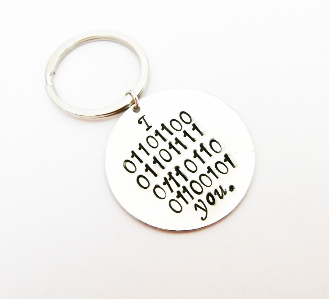 Binary Code Key Chain, I Love You in Binary Code Silver Keychain ...