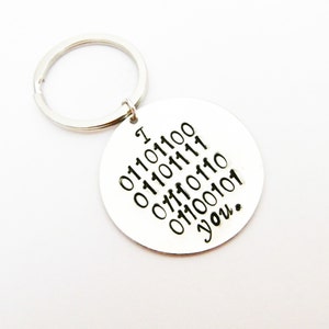 Binary Code Key Chain, I Love You in Binary Code Silver Keychain ...