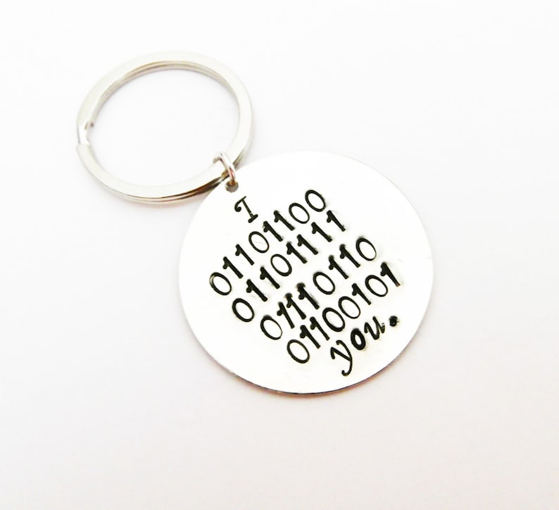 Binary Code Key Chain I Love You in Binary Code Silver - Etsy