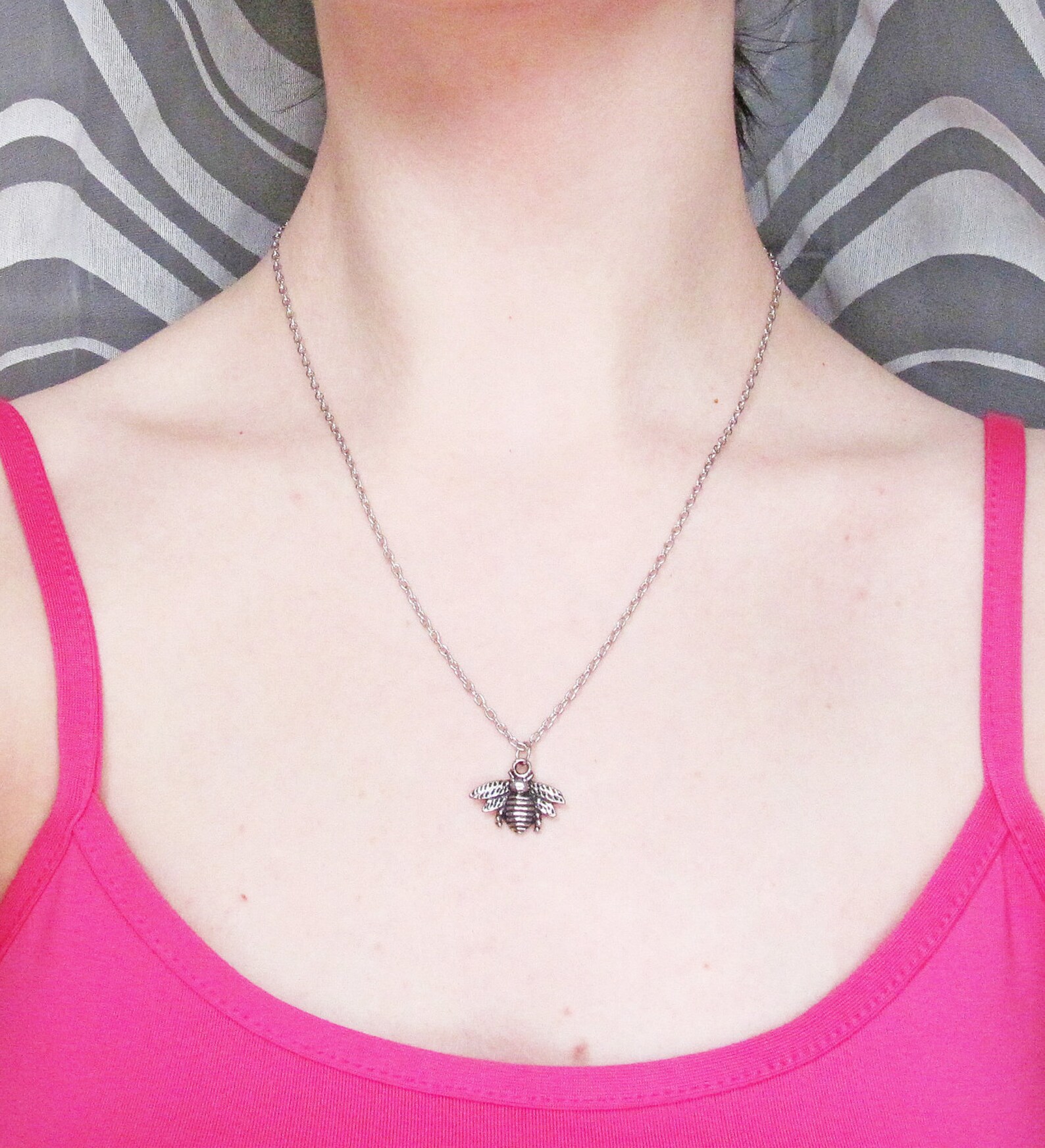 Silver Bee Necklace Honeybee Necklace Bee Pendant Necklace - Etsy