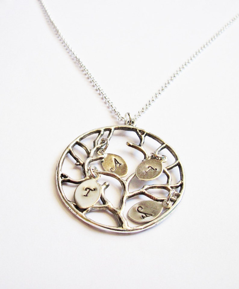 Family Tree Necklace Personalized Necklace Initial Necklace - Etsy