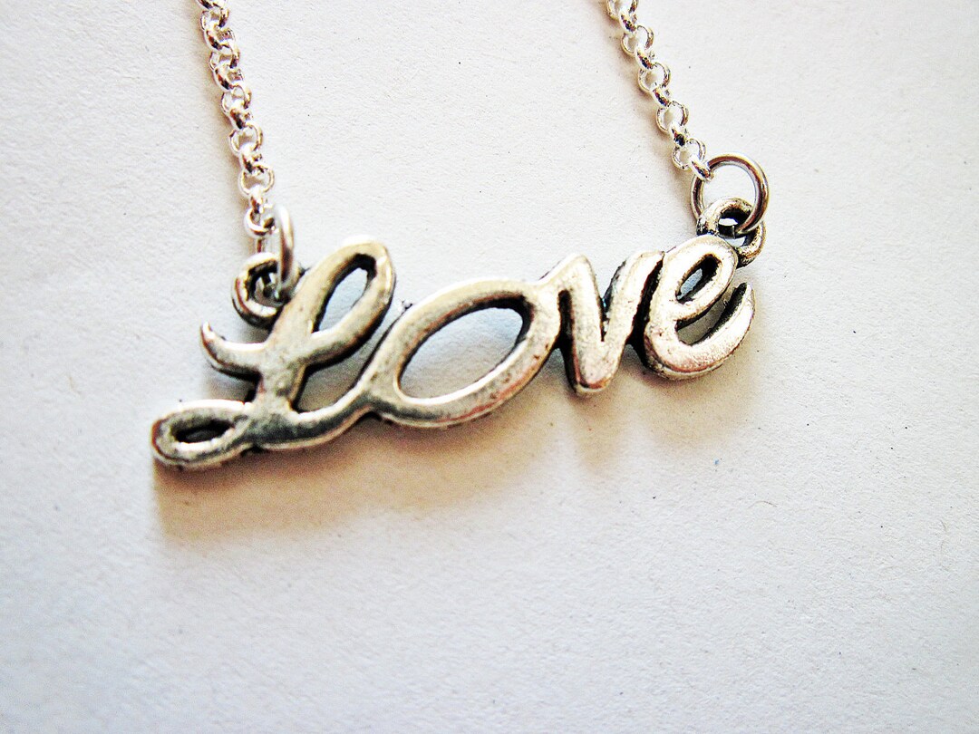 Silver Love Necklace, Love Word Necklace, Love Jewelry, Love Jewellery ...