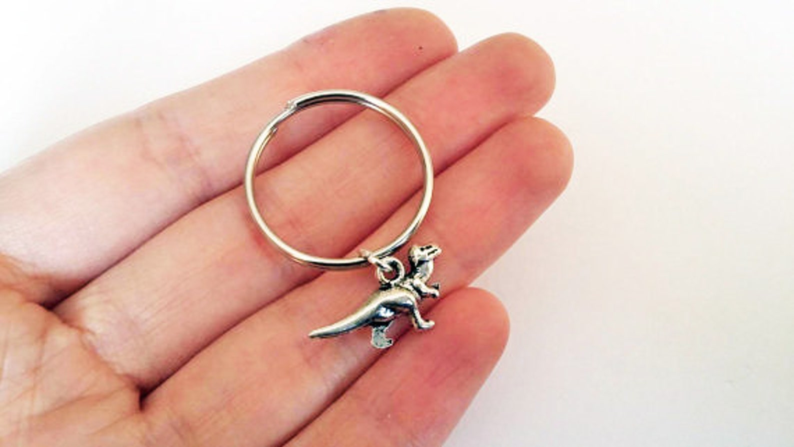 Dinosaur Keychain T-rex Keychain Silver Keychain T Rex | Etsy