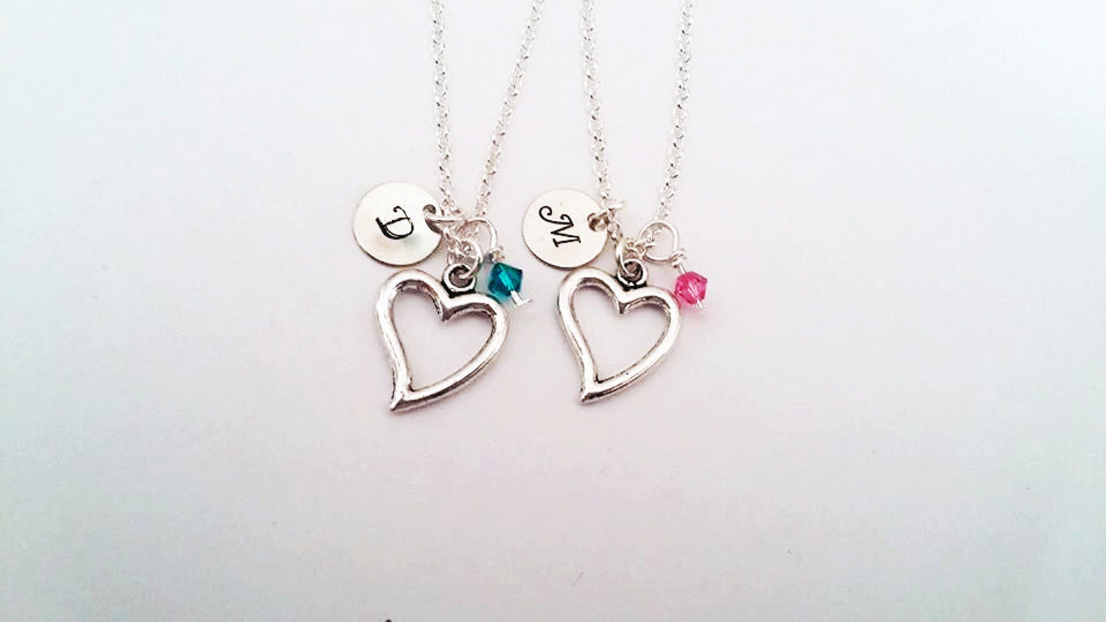 2 Best Friends Necklaces Initial heart Necklace personalized | Etsy