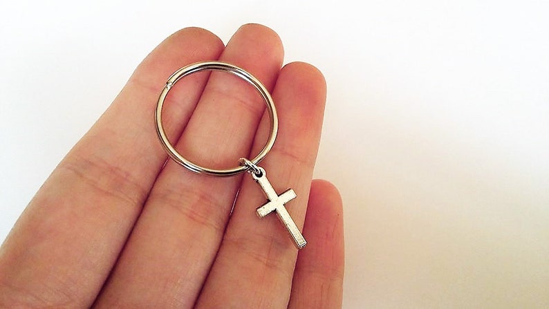 Tiny Cross Keychain Silver Cross Pendant Communion Gift - Etsy