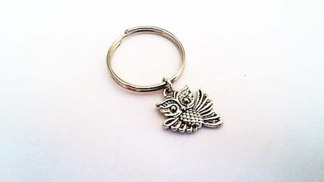 Owl Keychain, Silver Keychain, Owl Charm, Owl Key Ring, Friendship Key ...