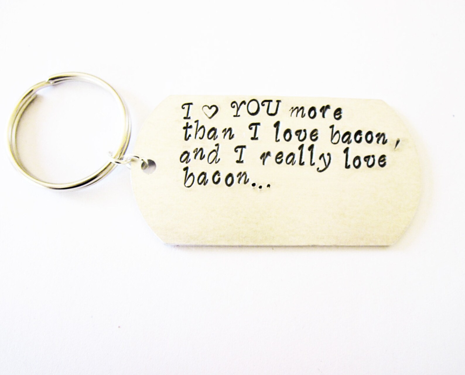 Personalized Quote Keychain I Love You More Than Bacon and I - Etsy