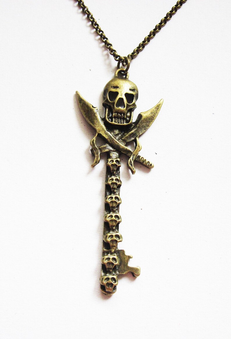 Skull Key Necklace Skeleton Key Necklace Key Pendant Skull - Etsy