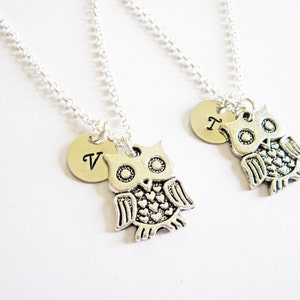 Gift for Best Friends, Initial Best Friend Necklaces Set, 2 Owl ...