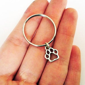 Dog Paw Keychain, Silver Key Chain, Tiny Paw Key Ring, Paw Print ...