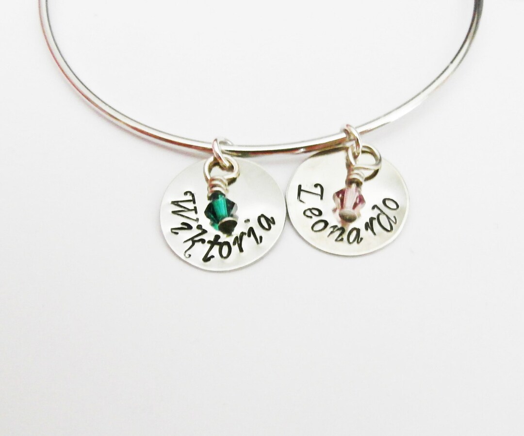 Personalized Bangle Bracelet, Best Friends Bracelet, Silver Bangle ...